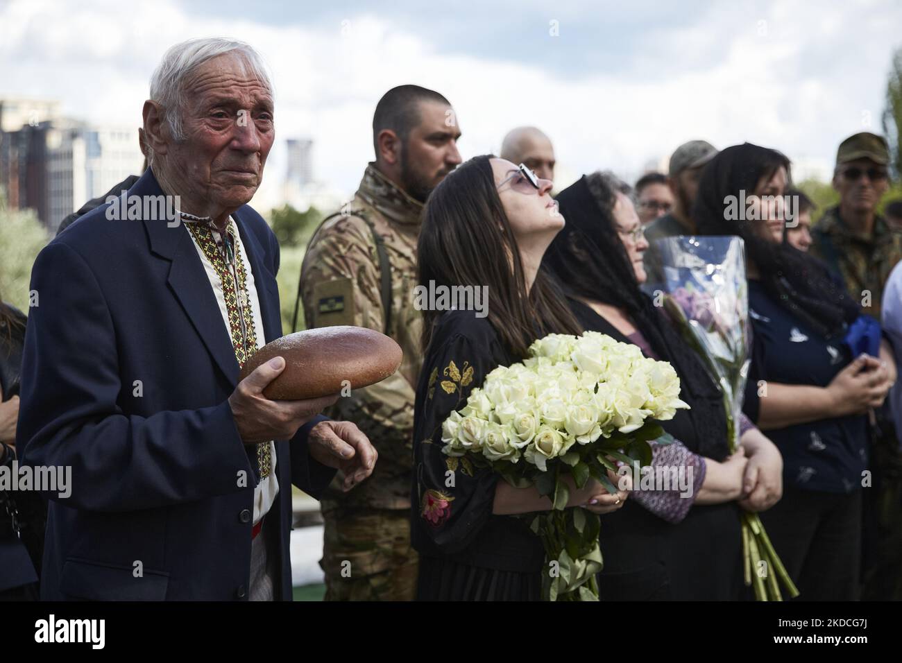 Relatives during the funeral of Ukrainian serviceman and politician ...
