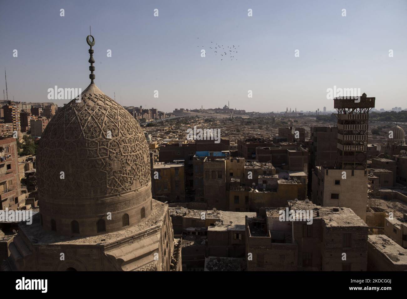 A general view from the highest buildings in the Mamluk desert area of ...