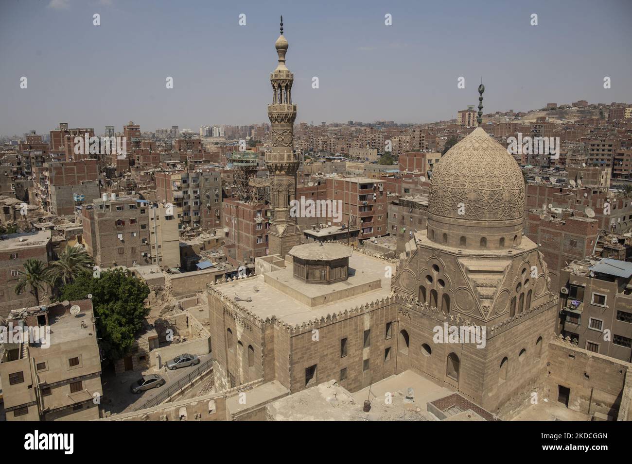 A general view from the highest buildings in the Mamluk desert area of ...