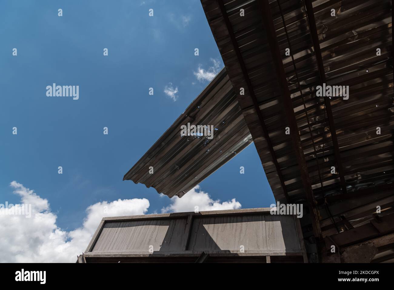 A destroyed farm complex dedicated to the cultivation of grains in the ...