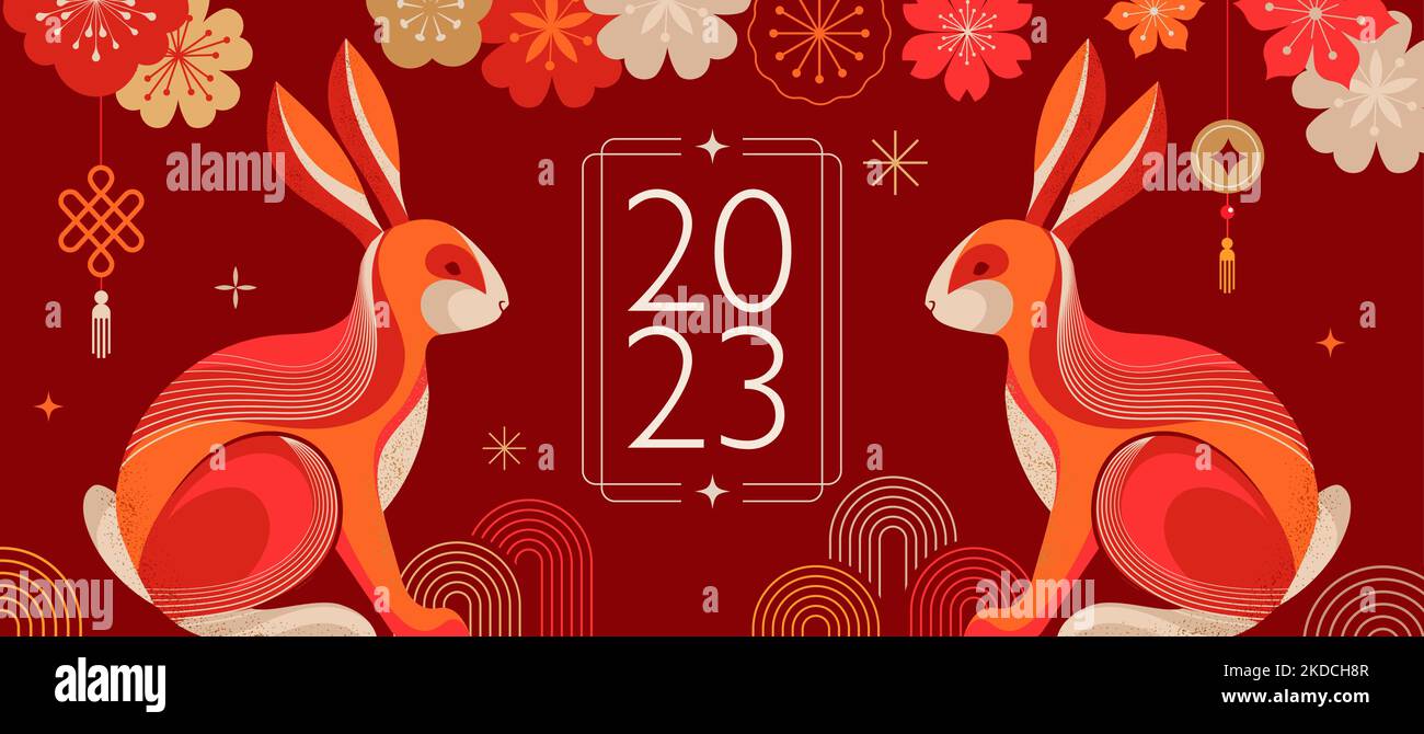 Chinese new year 2023 year of the rabbit - red traditional Chinese ...