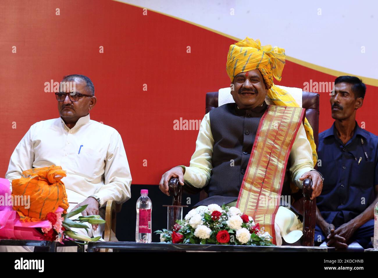 Lok Sabha Speaker Om Birla with RSS leader Nimba Ram during Arjuna Art ...