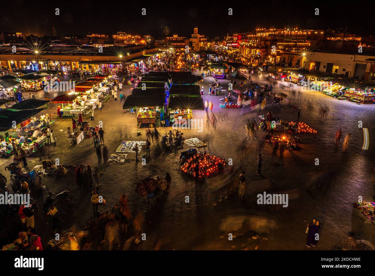 Morocco., Marrakech - the Jemma al Fna / Jemaa el-Fnaa at night Stock ...