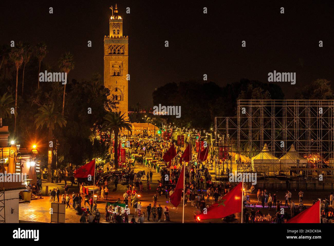 Morocco., Marrakech - the Jemma al Fna / Jemaa el-Fnaa at night with ...