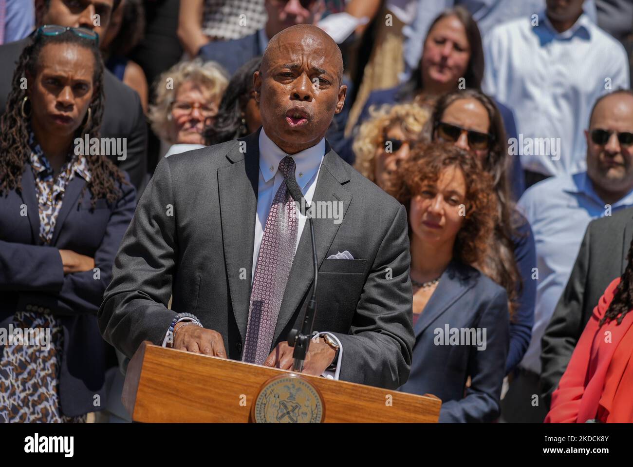 Mayor Eric Adams responds to the U.S. Supreme Court ruling in the case Dobbs v. Jackson Women’s ...