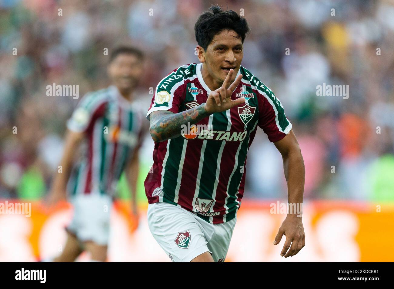 GERMAN CANO of Fluminense celebrates a goal during the match between ...