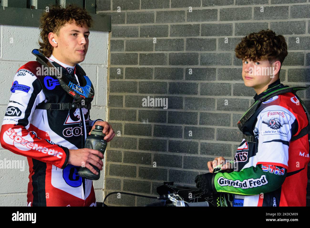 Harry McGurk (left) chats with Luke Harrison during the National ...