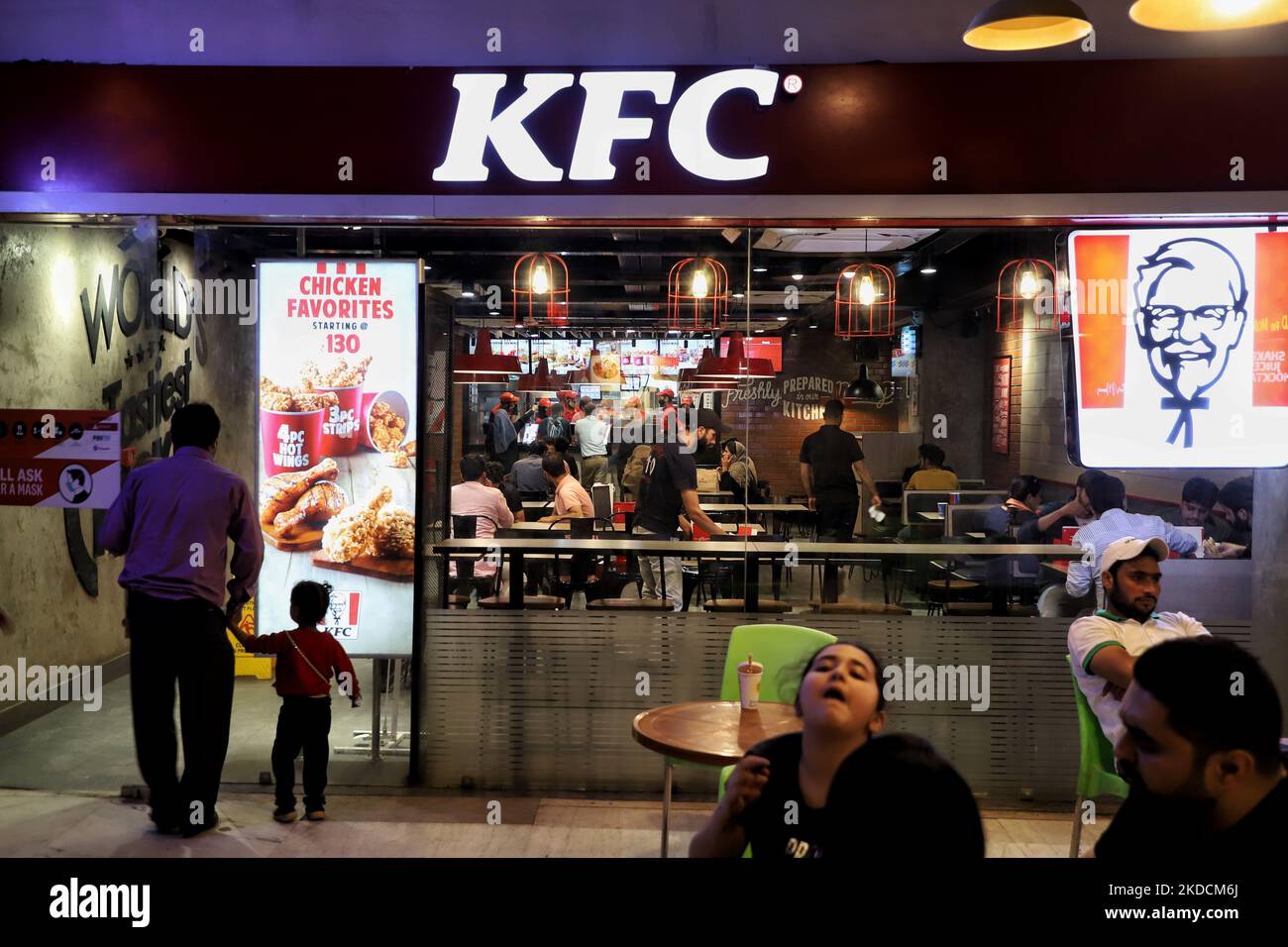 Customers are seen at KFC Restaurant in Srinagar Jammu and Kashmir ...