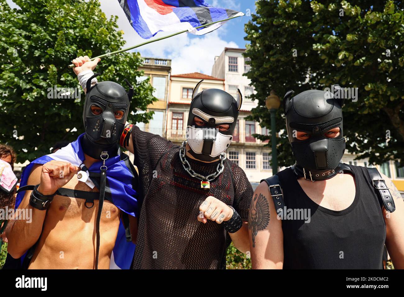 People attend the Marcha Do Orgulho LGBTI+ (Pride March) 2022 in Porto ...