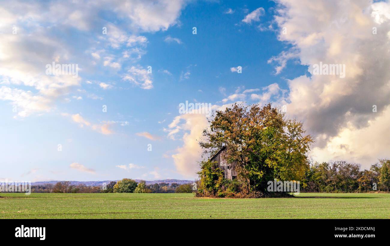 Rural scenic countryside landscape with an old barn Stock Photo - Alamy