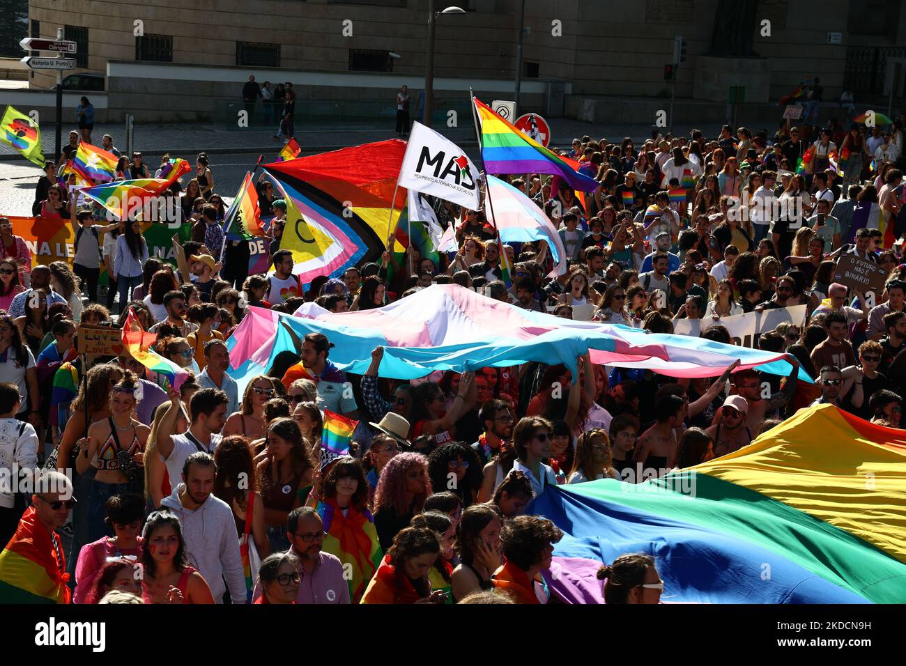 People attend the Marcha Do Orgulho LGBTI+ (Pride March) 2022 in Porto ...