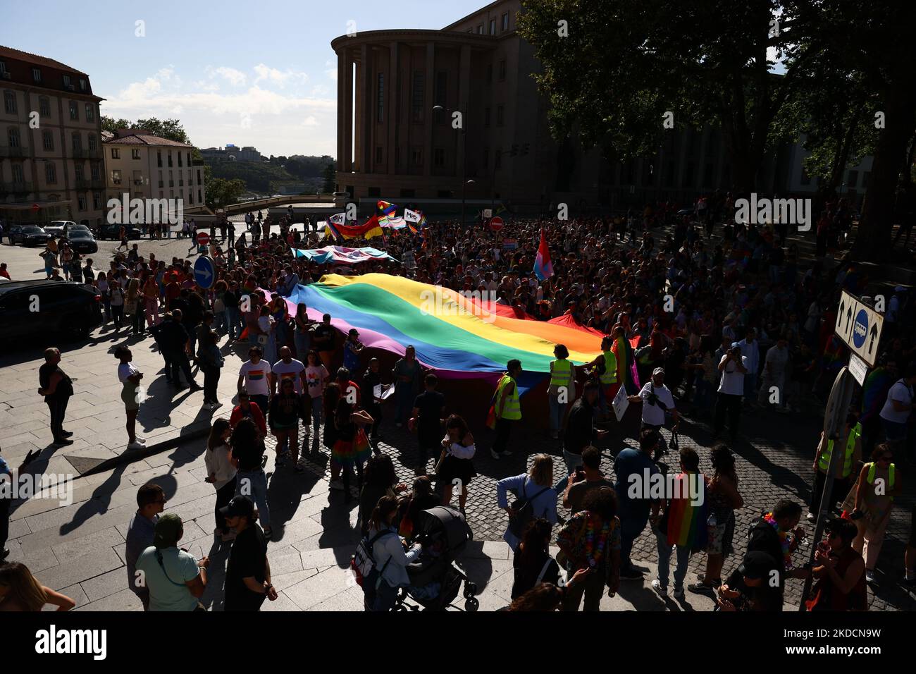 People attend the Marcha Do Orgulho LGBTI+ (Pride March) 2022 in Porto ...