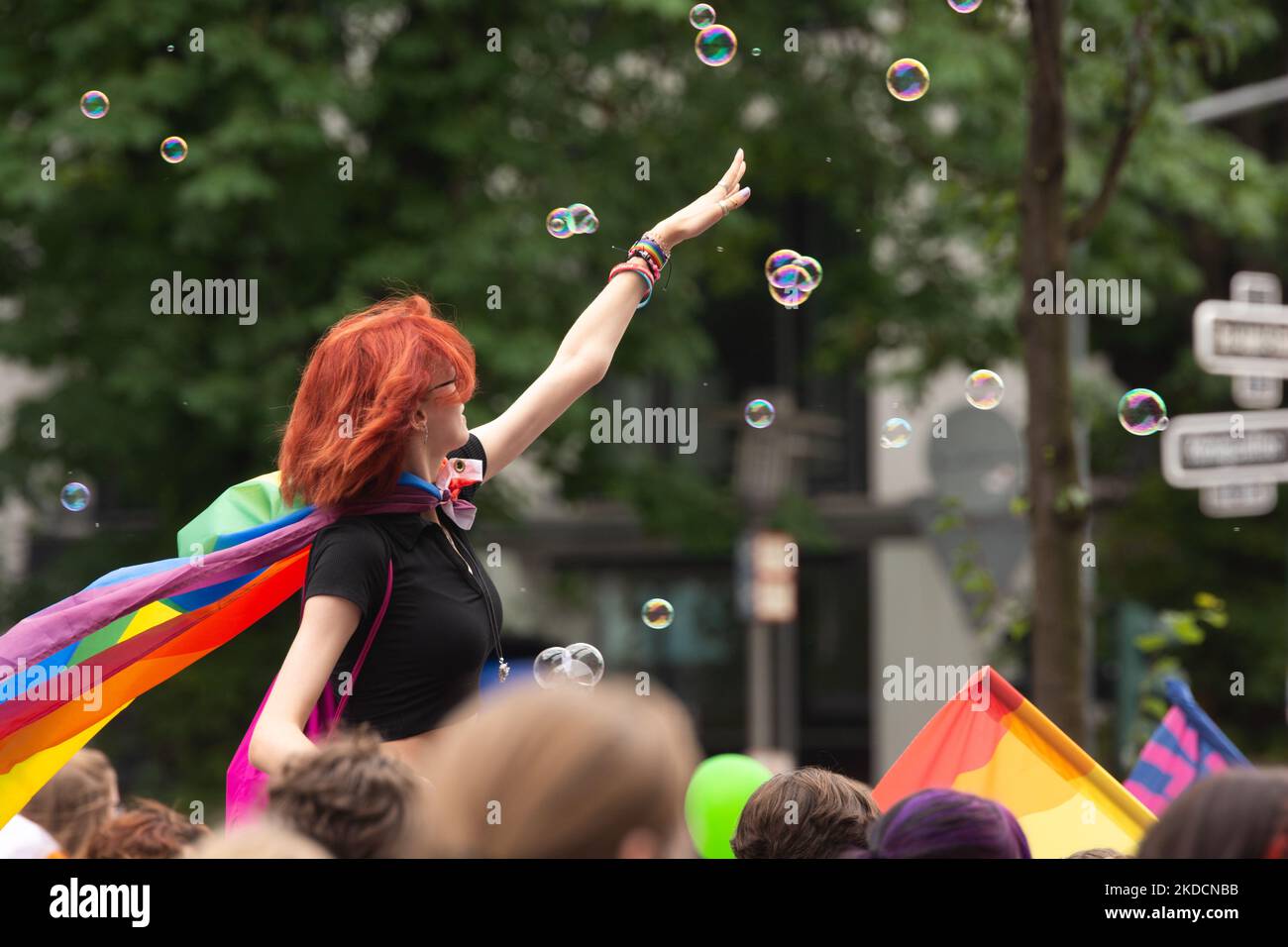 thousands people take part in CSD pride 2022 in Duesseldorf, Germany on ...