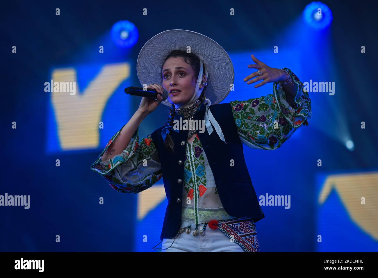 Alina Pash, a Ukrainian singer and rapper, during her performance at ...