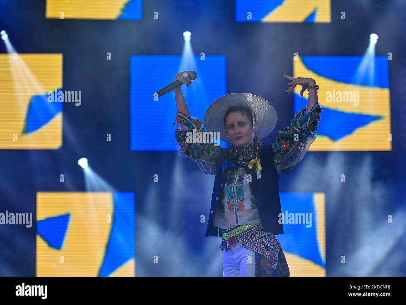 Alina Pash, a Ukrainian singer and rapper, during her performance at ...