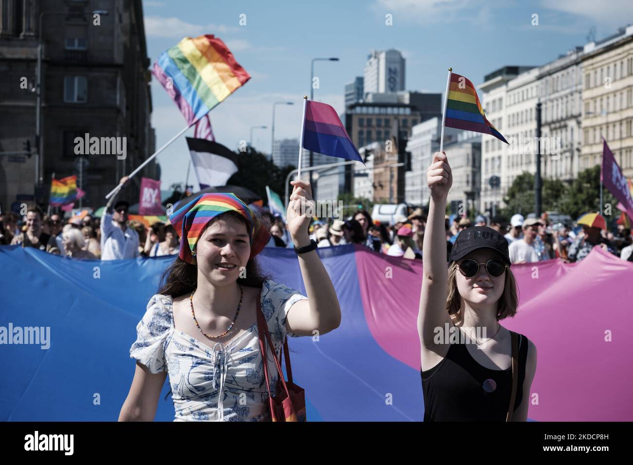 Equality Parade 2022 in Warsaw, Poland celebrating freedom, cheering ...