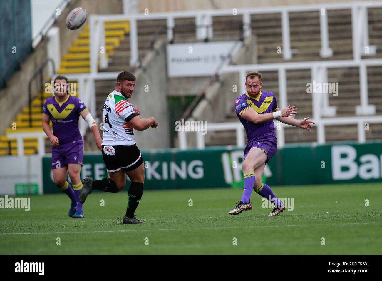 Josh Woods of Newcastle Thunder kicks during the BETFRED Championship ...