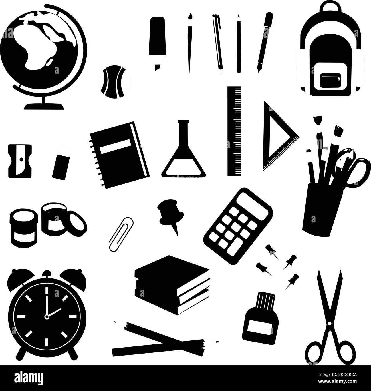 A pack of school supply icons isolated on white background Stock Vector ...