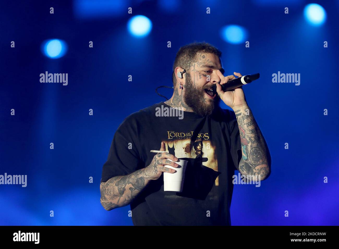 US rapper Post Malone performs on the fourth day of the the Rock in Rio ...
