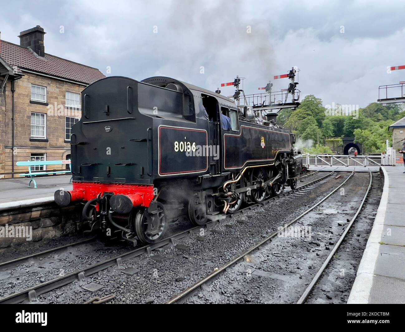 Rear Side Profile of Steam Train at Grosmont Train Station Stock Photo ...