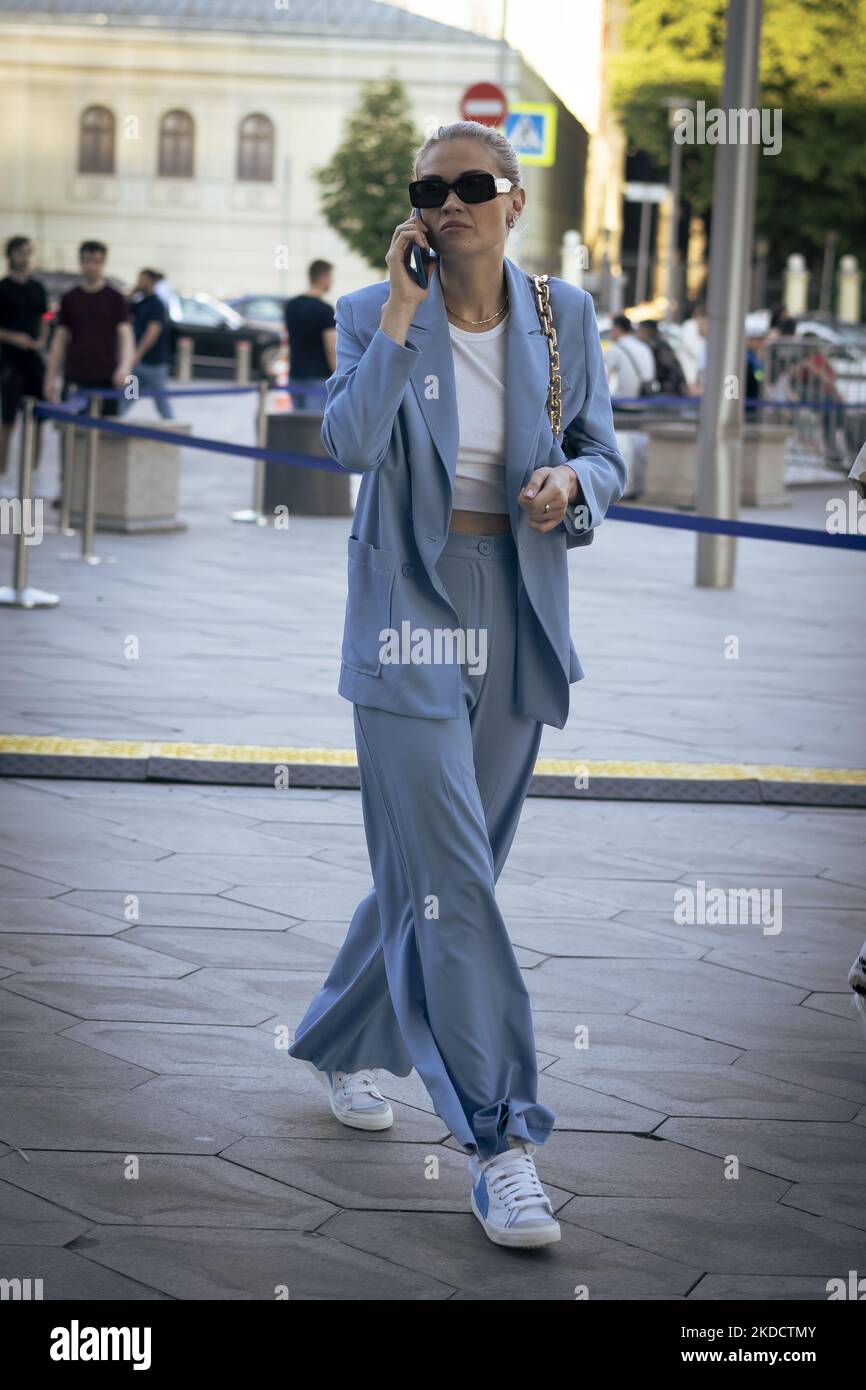 Street Style Moscow Fashion Week 26 June 2022, Moscow, Russia (Photo by ...