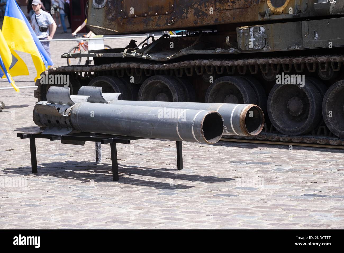 Russian tanks destroyed during the war exhibited at Castle Square in ...