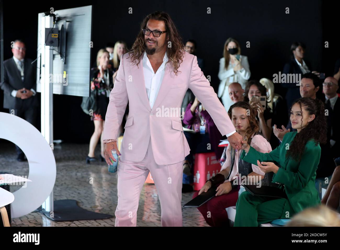 US actor and ocean activist Jason Momoa with his two children Nakoa ...
