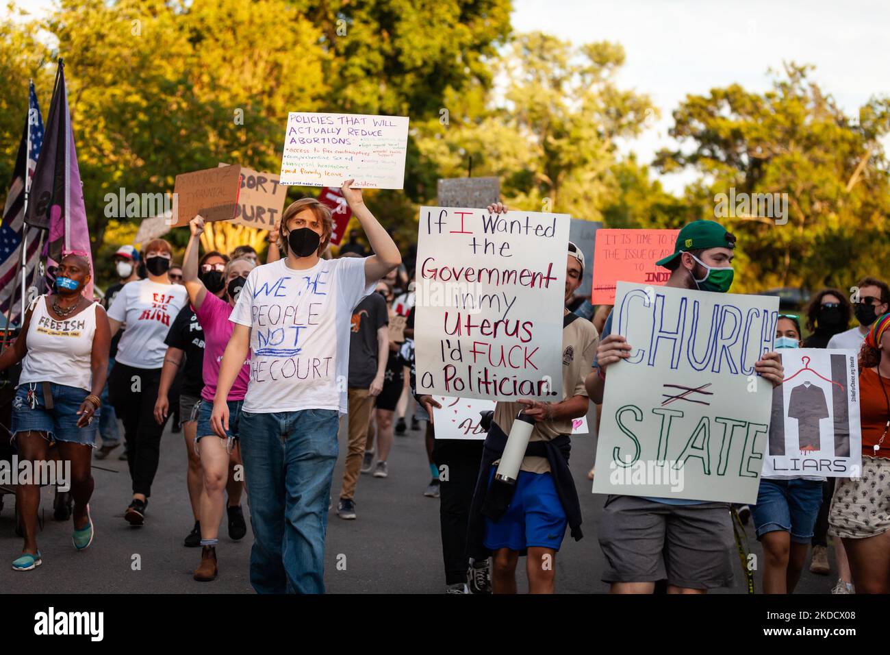 Pro-choice protesters march in front of Supreme Court Justice Samuel ...