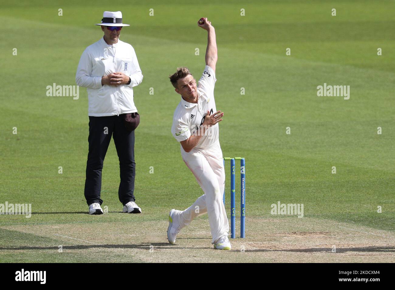 Sam Curran of Surrey in bowling action during the LV= County ...