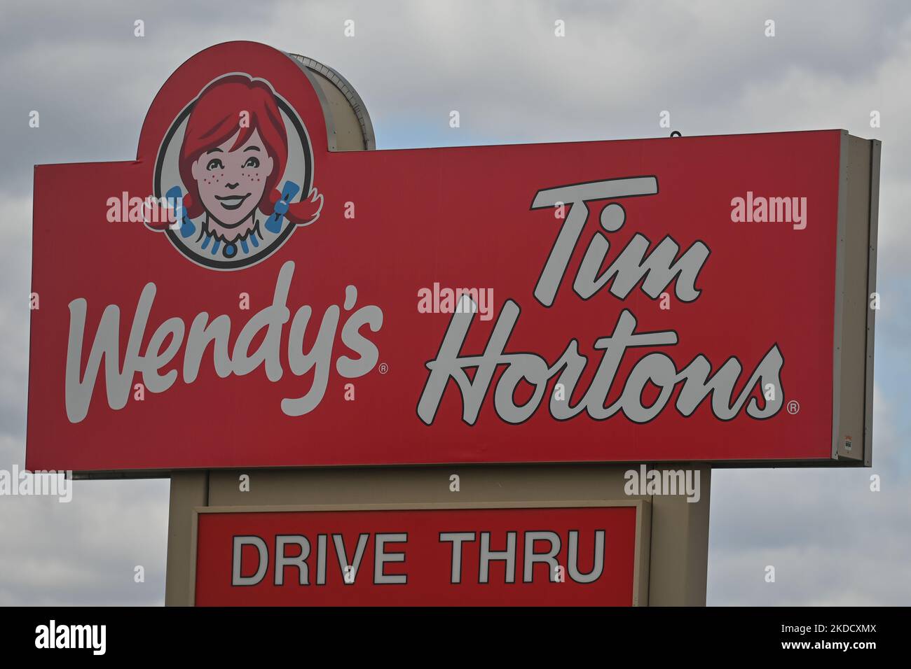 Wendy's and Tim Hortons logos, seen in South Edmonton Common. Friday ...