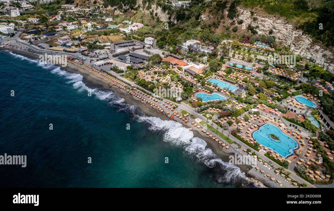 A drone view of the Giardini Poseidon Terme, the largest thermal park ...