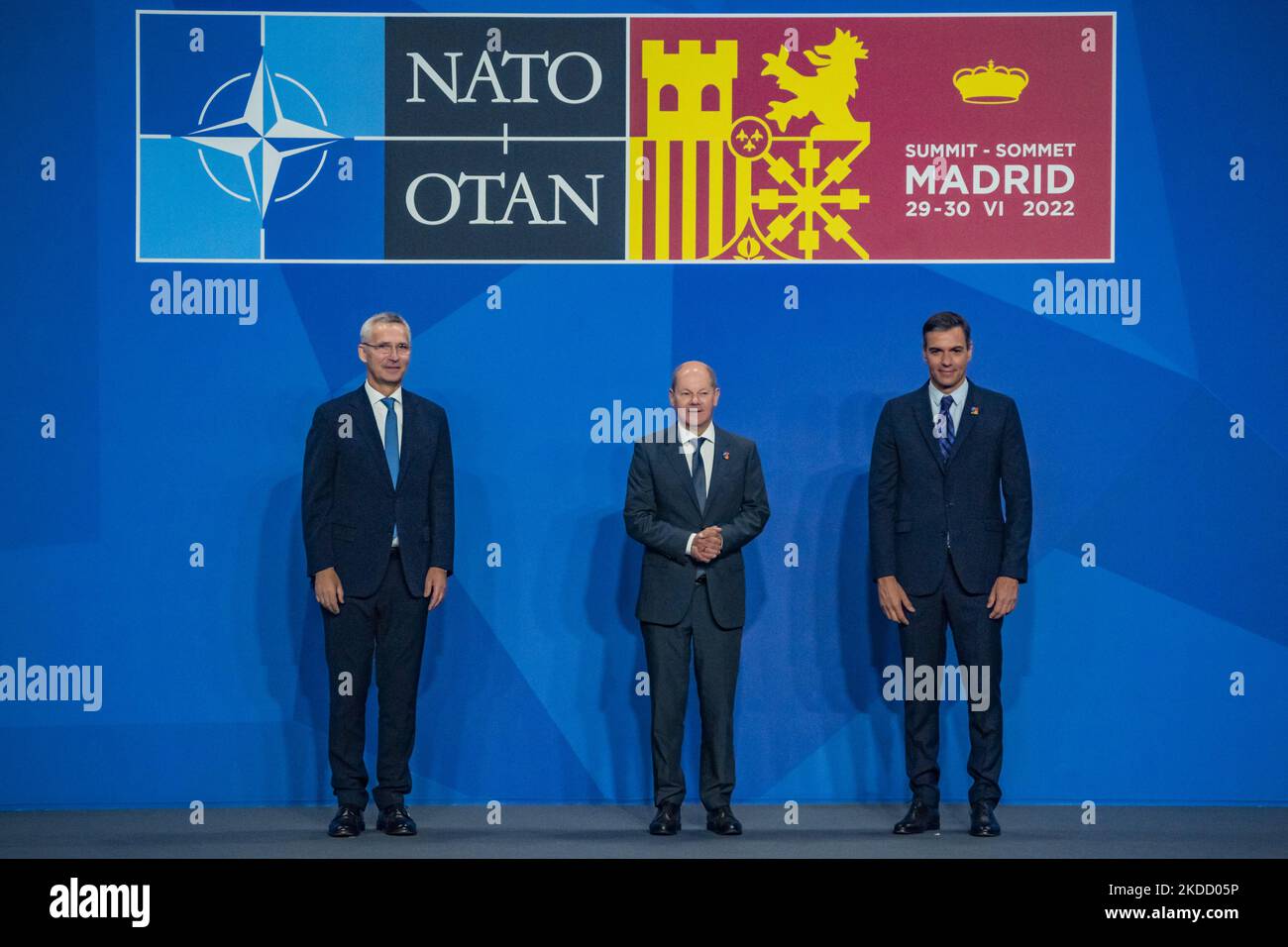 Secretary General of NATO, Jens Stoltenberg, left, the Chancellor of ...