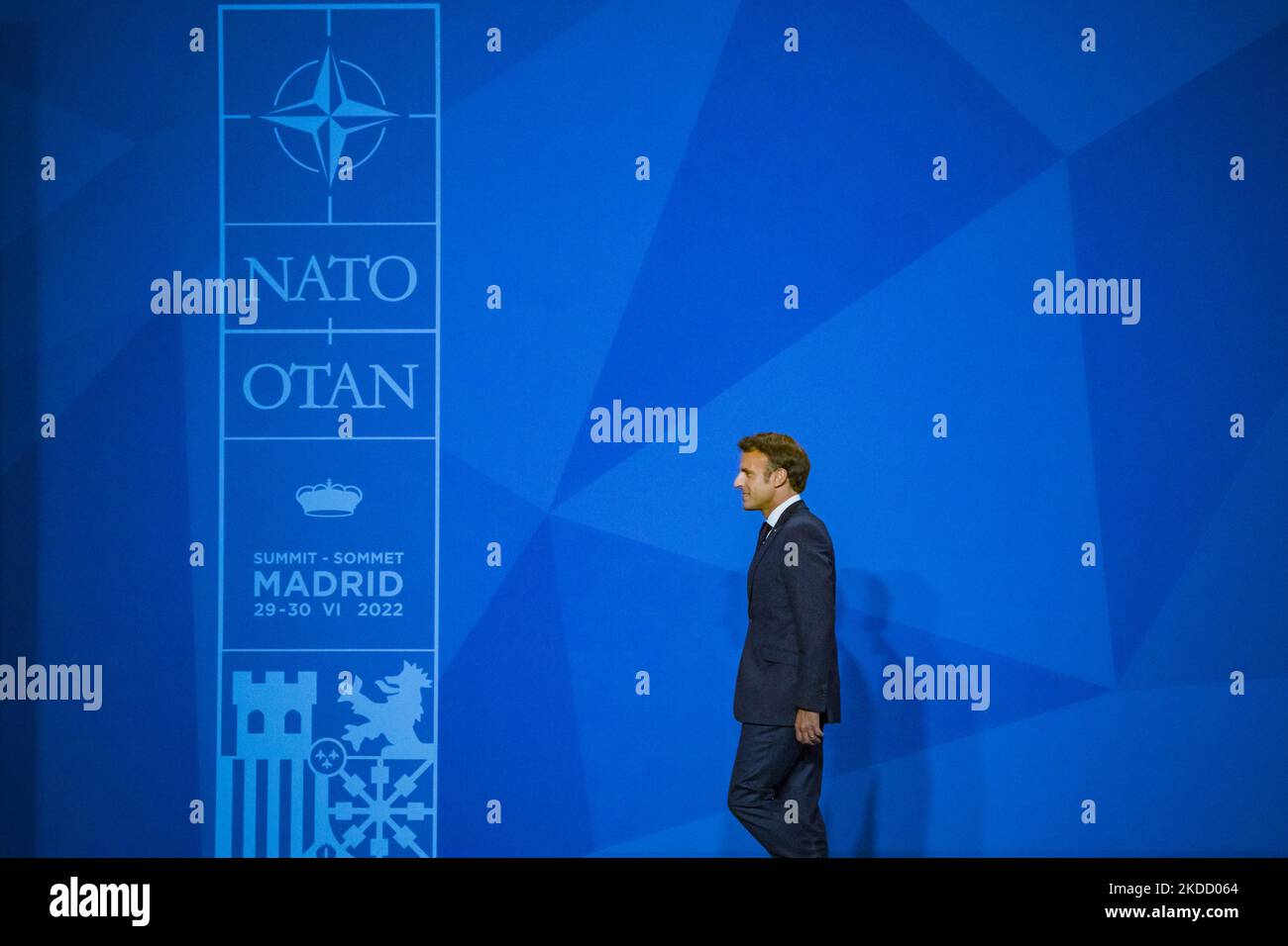 The President of France, Emmanuel Macron, enters to the opening ...