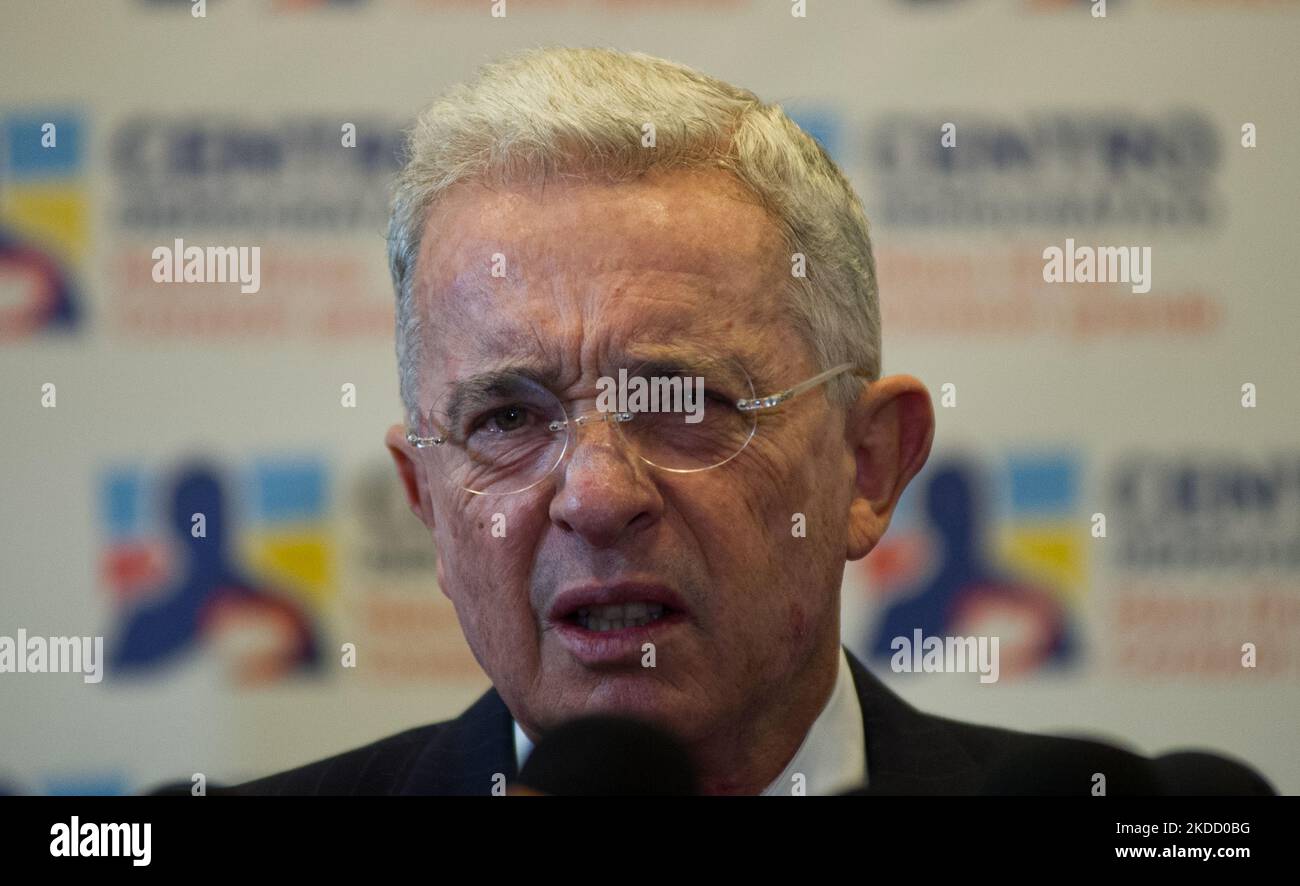 Colombia's former president Alvaro Uribe Velez (2002-2010) speaks ...