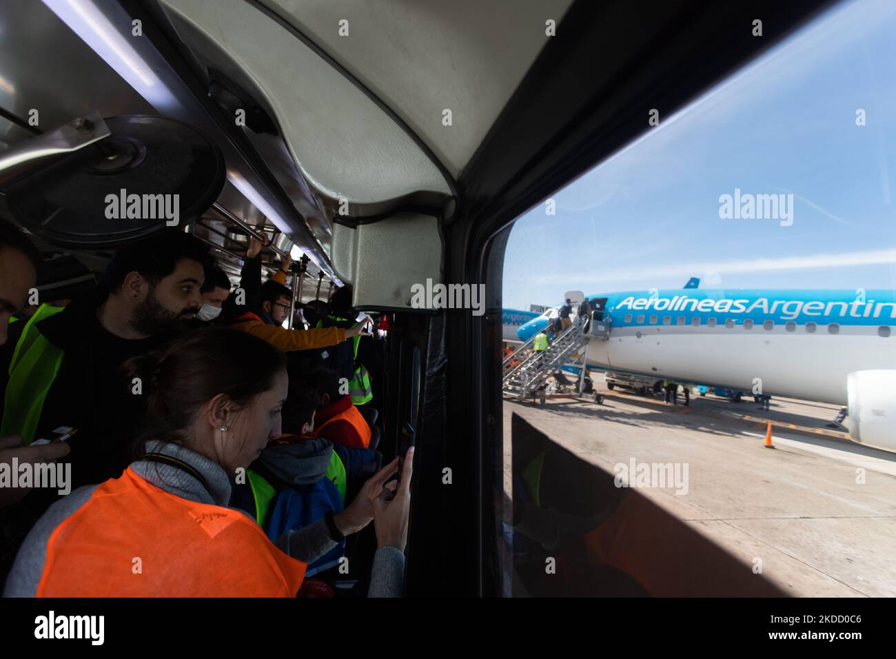 An Aerolineas Argentinas passenger plane is seen parked at Jorge ...
