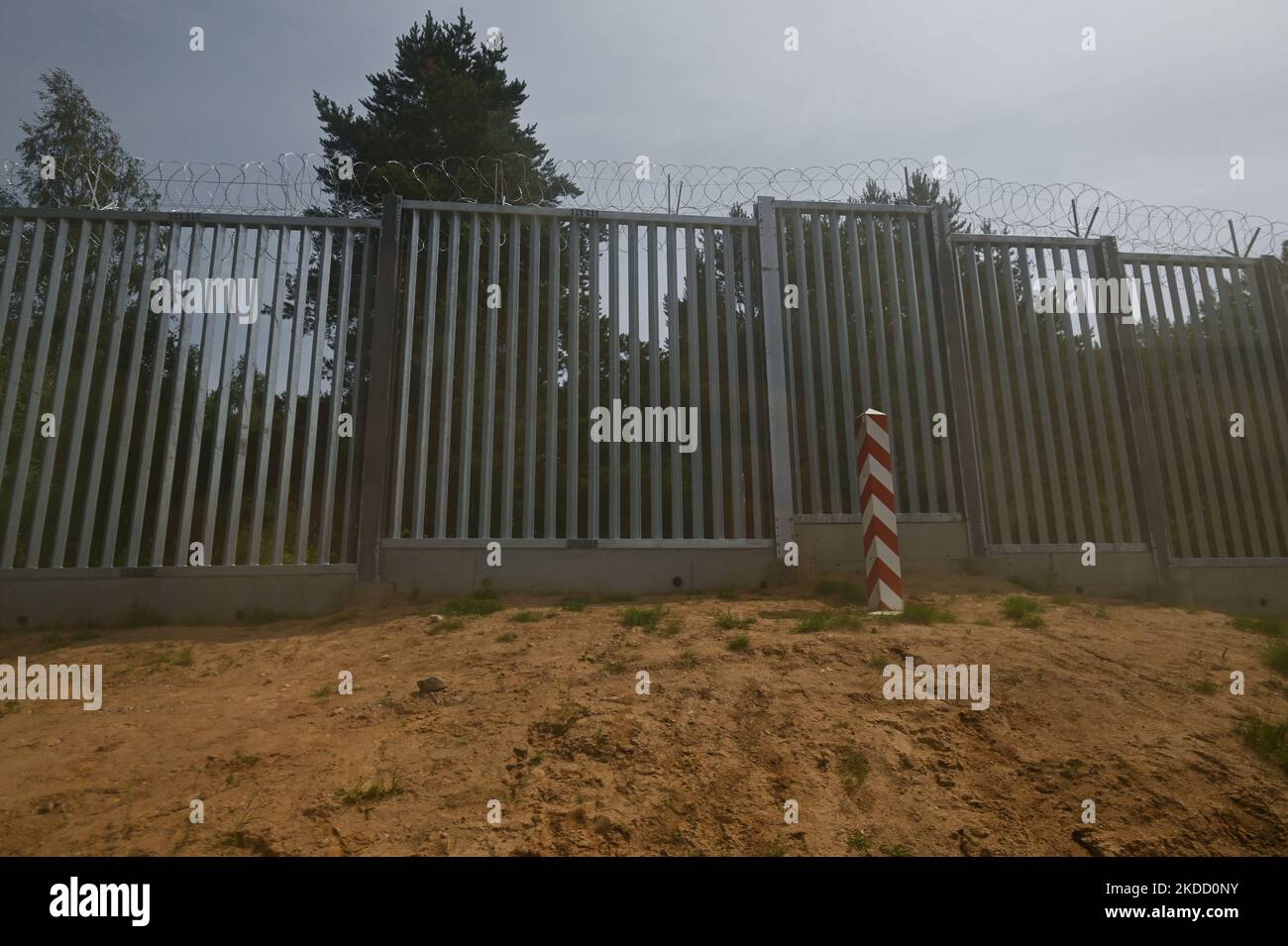 General view of the new border fence. Prime Minister Mateusz Morawiecki ...