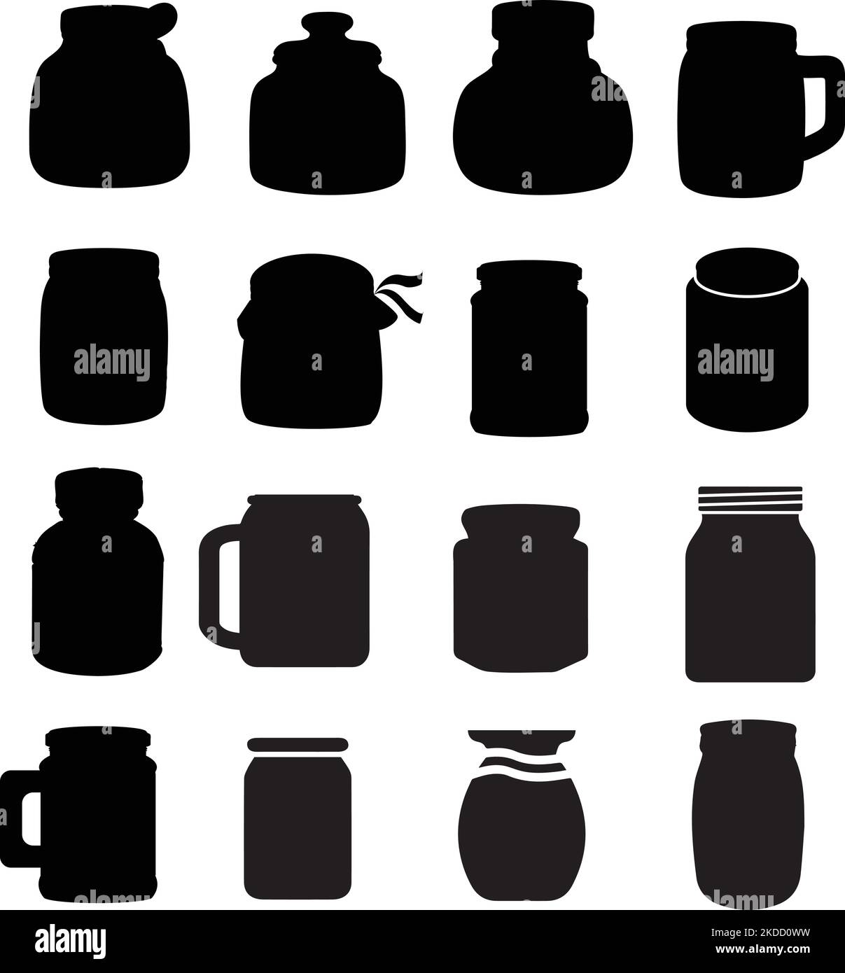 A set of silhouette clip art of different jars and vases Stock Vector ...