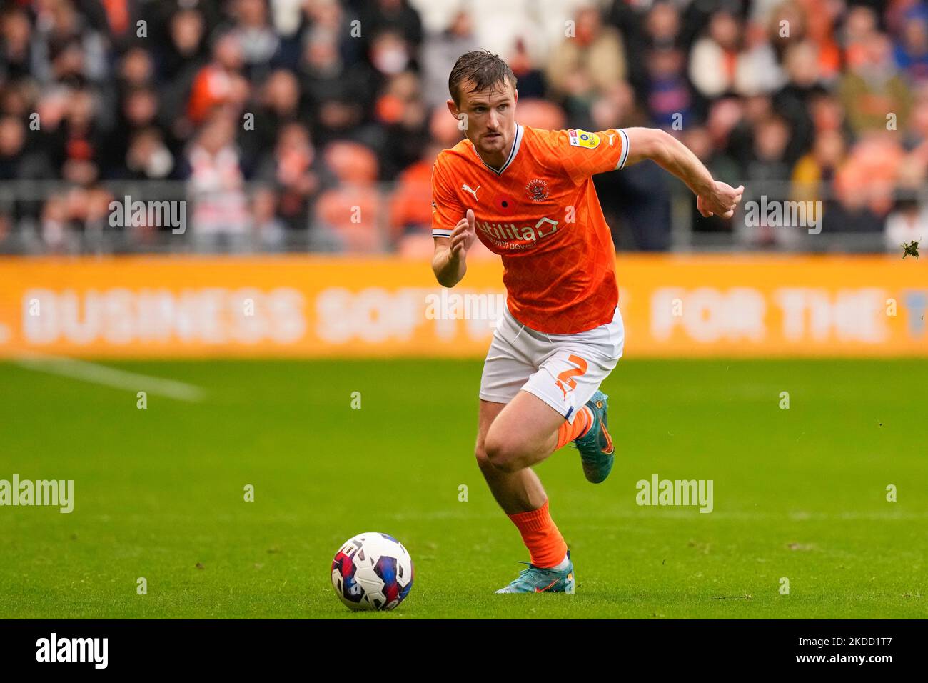 Callum Connolly #2 of Blackpool during the Sky Bet Championship match ...