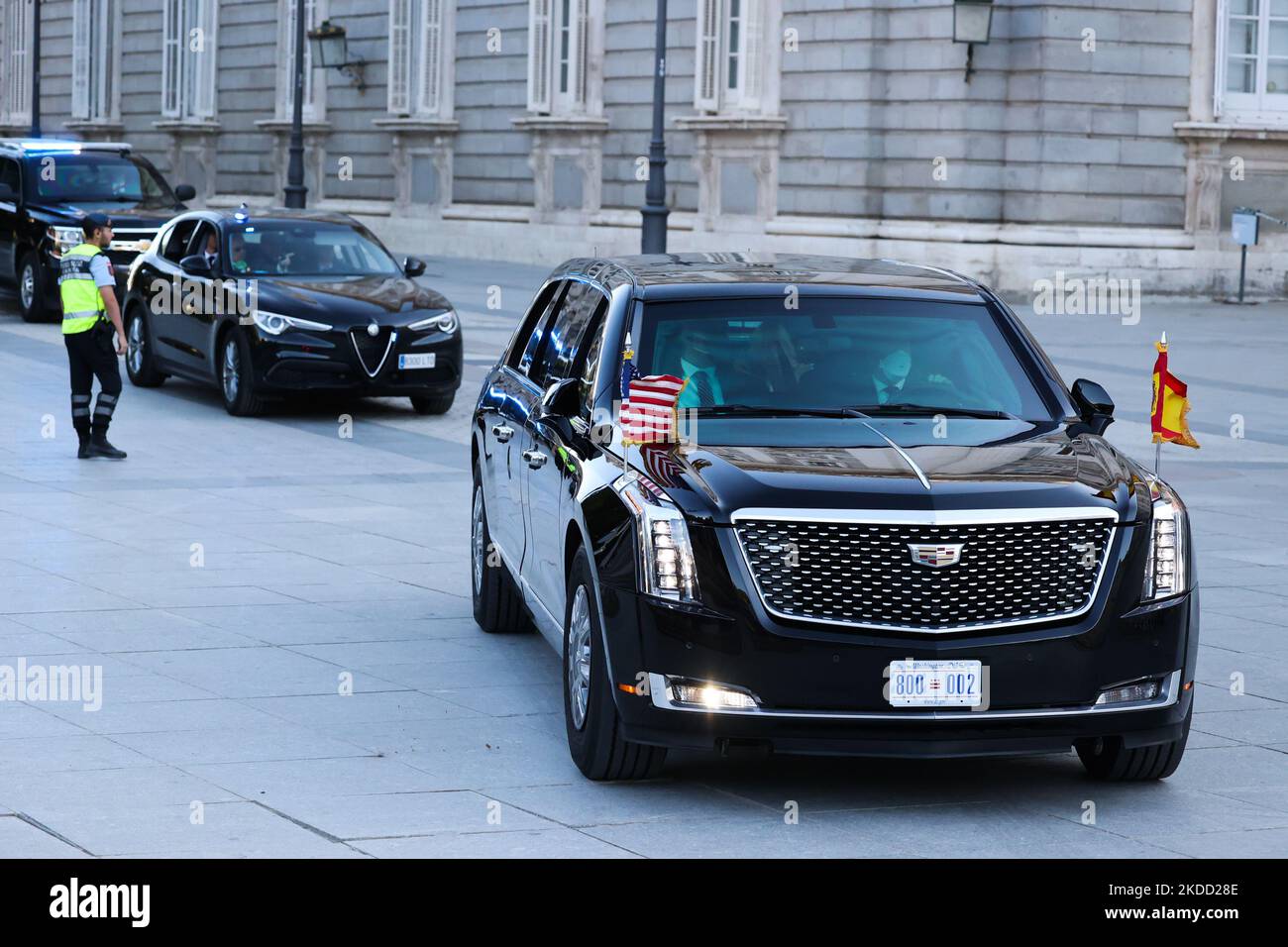 US presidential car called 'The Beast' arrives to the the Royal Palace ...
