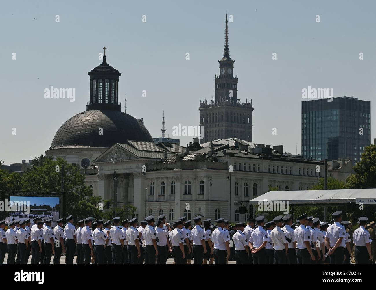 Prison officers during the Prison Service Day celebration at Pilsudski Square in Warsaw. On ...