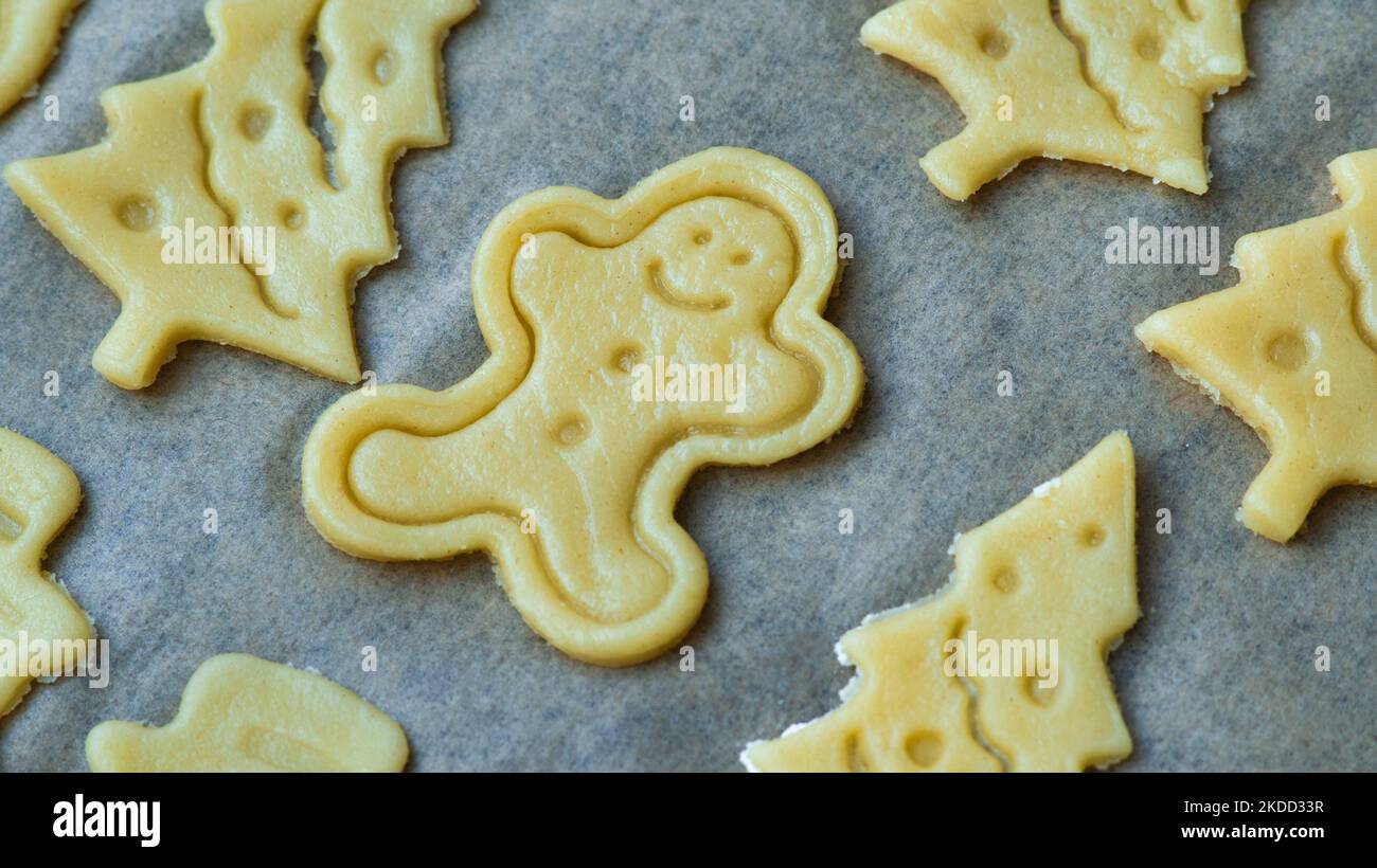 Christmas home made butter biscuits cookies. Gingerbread man cookie ...