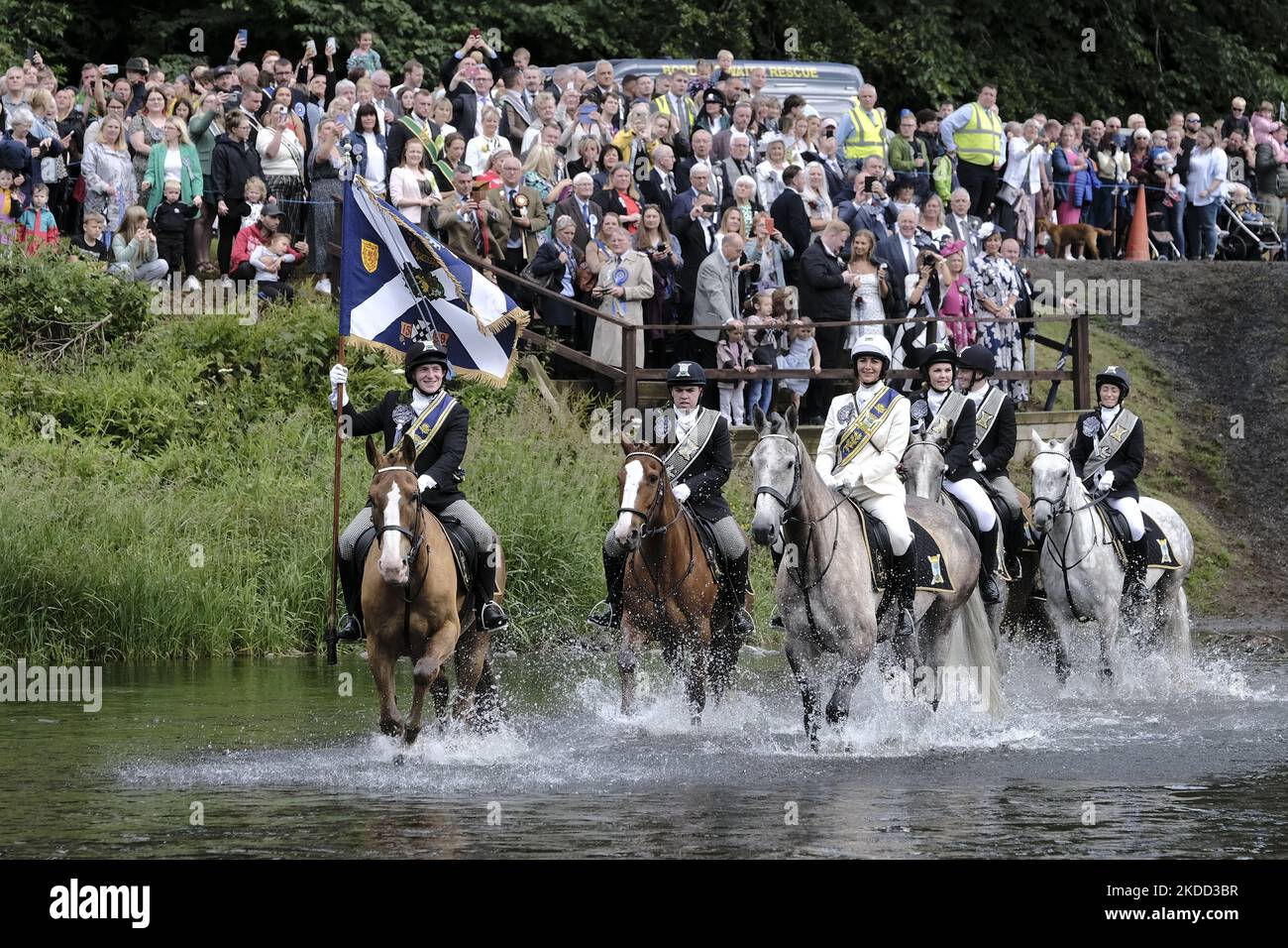 Galashiels, UK. 02 Jul.2022. Principals Fording the River Tweed at ...
