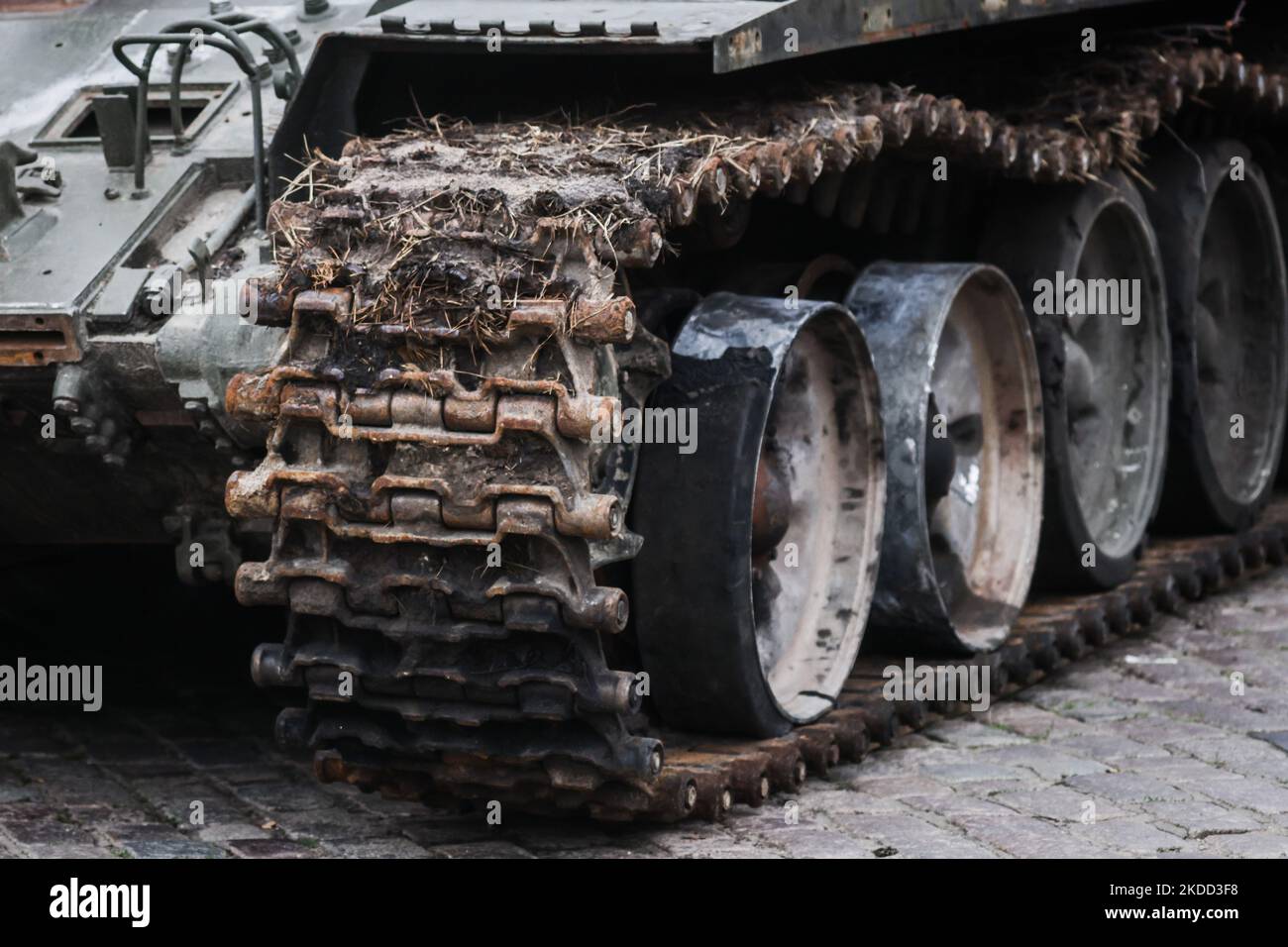 Tracks of Russian tank destroyed on the battlefields of Ukraine are ...