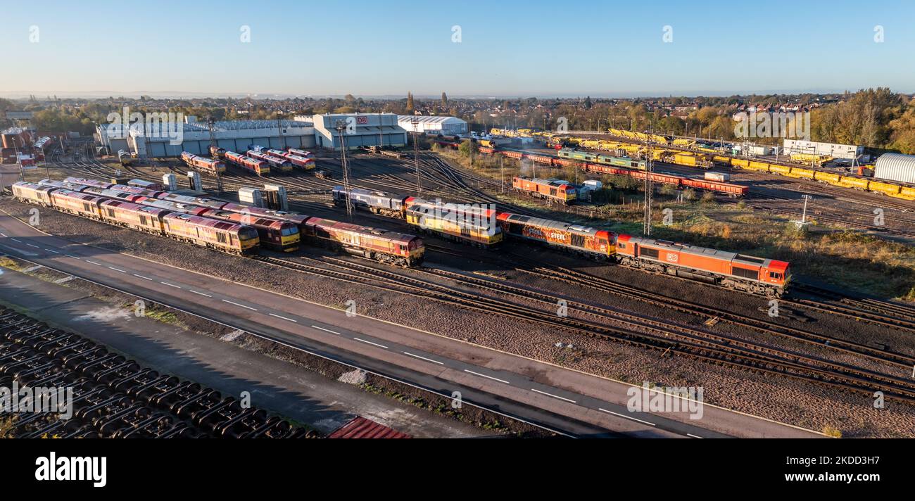 TOTON, NOTTINGHAM, UK - NOVEMBER 4, 2022. An aerial view of DB Schenker ...