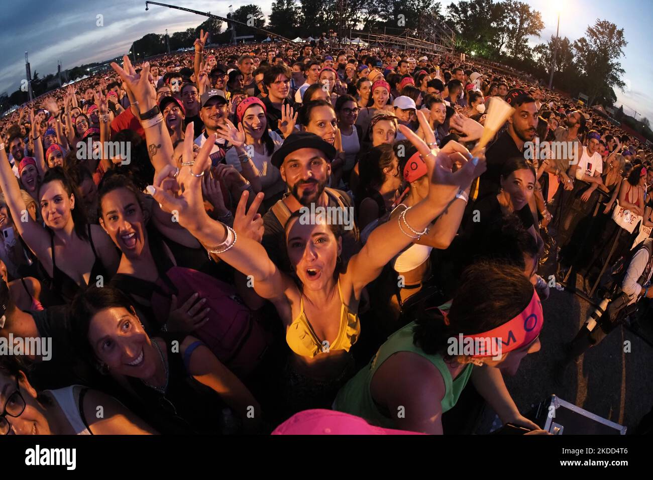 The audience attending the Italian singer Cesare Cremonini concert at ...