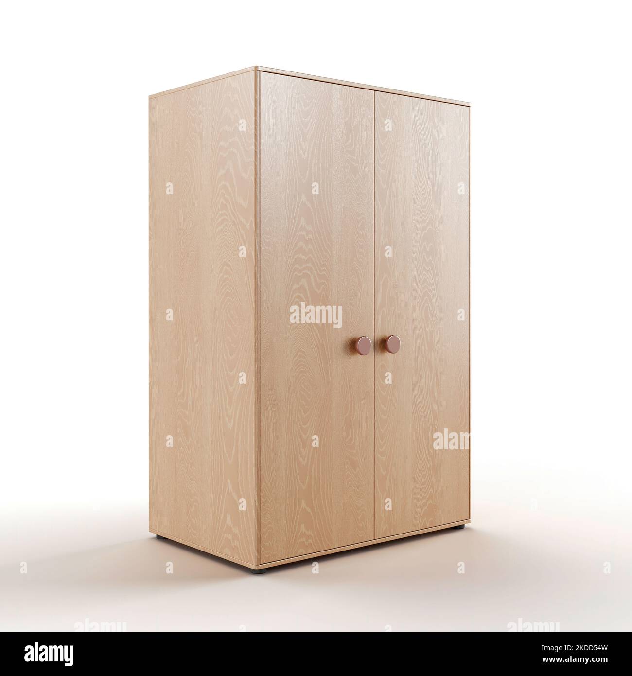 A 3d rendering of a stylish beige oak closet isolated on a white ...