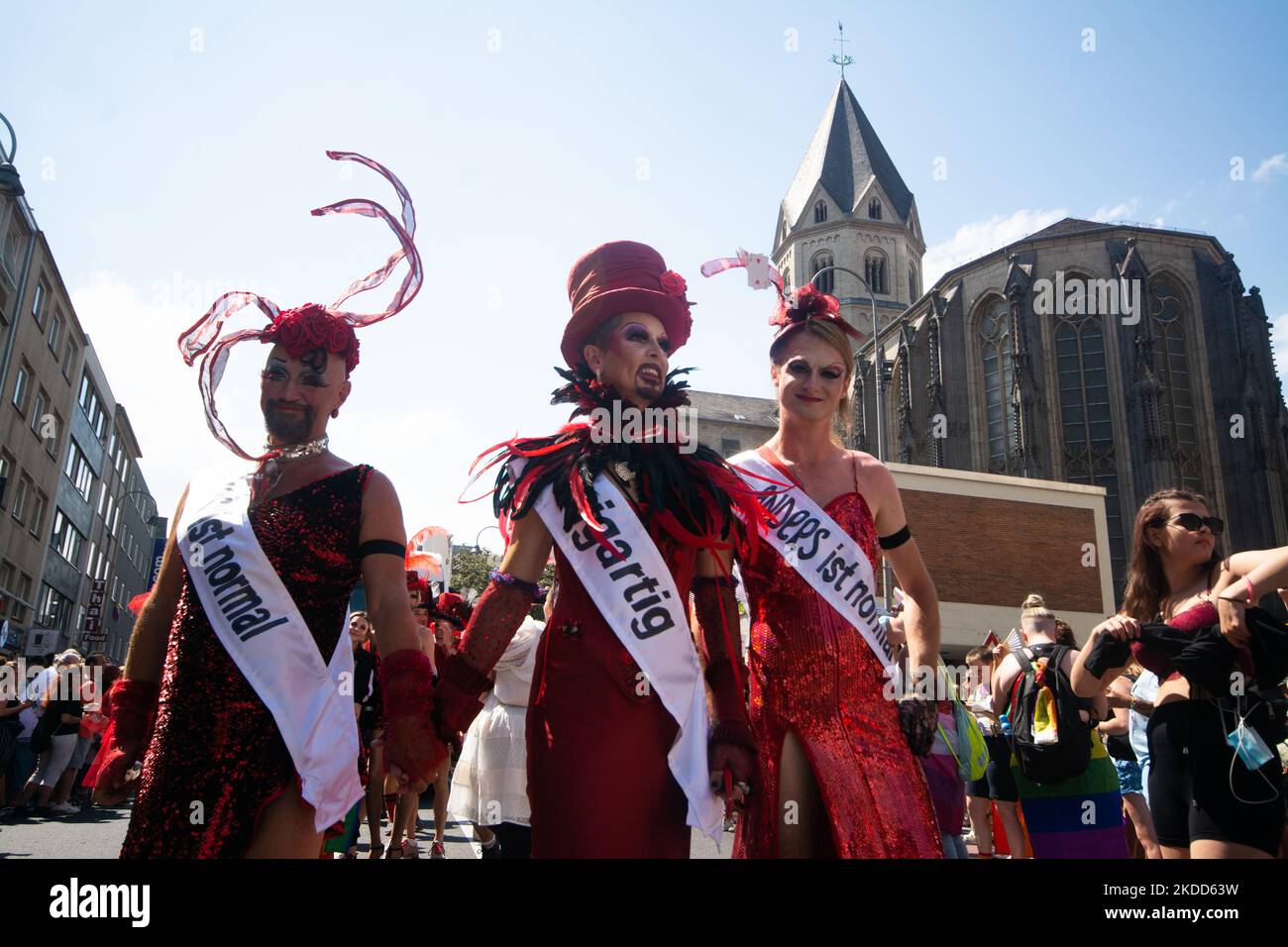 Three members of LGBT community pose for the picture during annual CSD ...