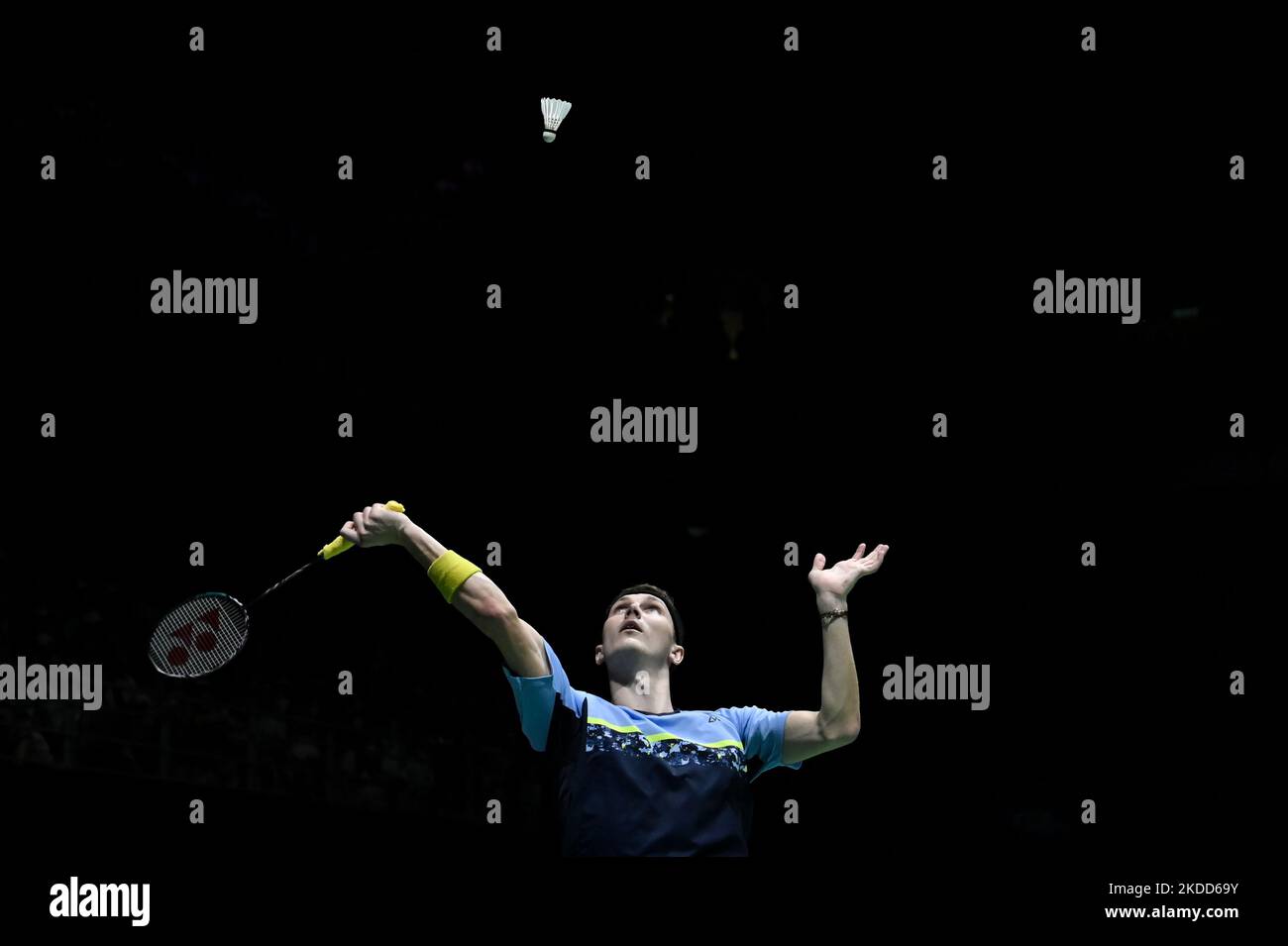 Viktor Axelsen of Denmark competes in the Mens Singles Finals match ...