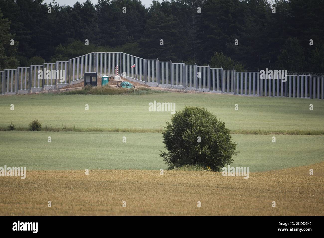 Poland Belarus border wall seen near Zubrzyca Mala and Usnarz Gorny on ...