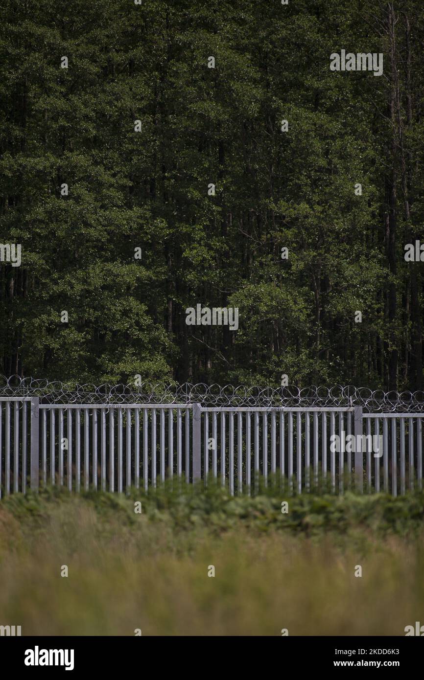 Poland Belarus border wall seen near Zubrzyca Mala and Usnarz Gorny on ...